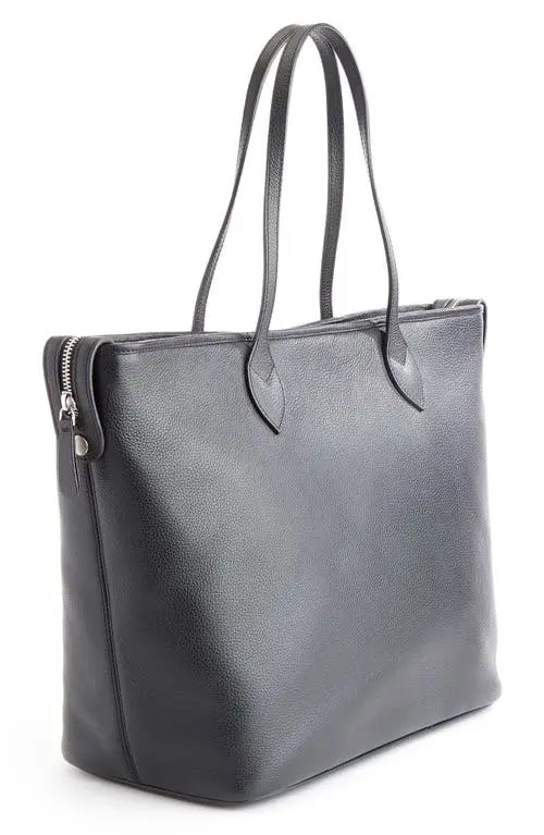 ROYCE NEW YORK Leather Tote With Wristlet - Black