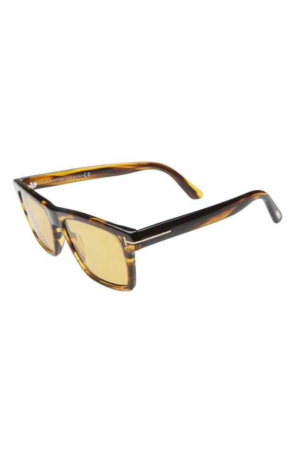 TOM FORD 56mm Square Sunglasses - Havana/ Brown
