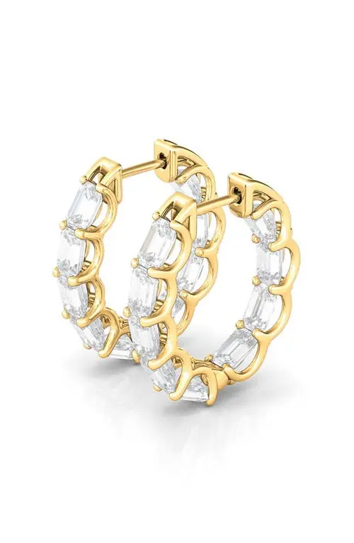 HAUTECARAT Emerald Cut Lab Created Diamond Hoop Earrings - Yellow Gold