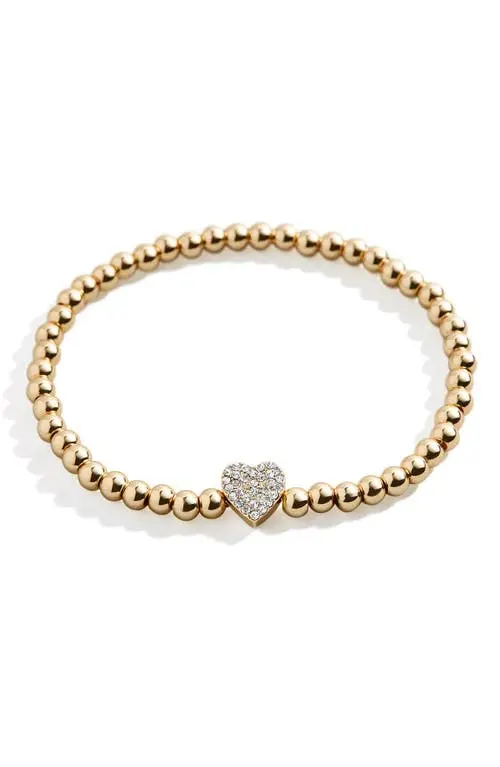 Baublebar Pisa Pavé Heart Beaded Stretch Bracelet - Gold