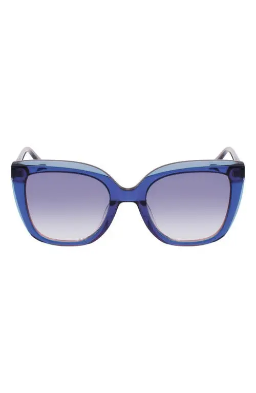 Longchamp Le Pliage Gradient Rectangular Sunglasses - Blue/ Blue