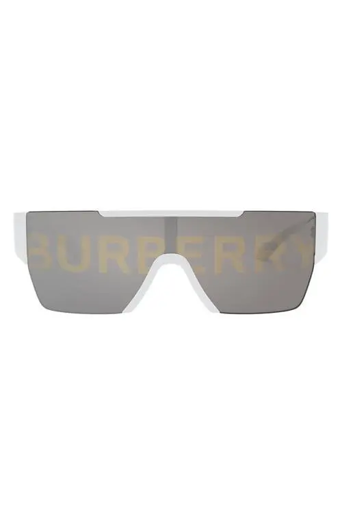 Burberry 38mm Shield Sunglasses - White/gry Burberry Slvr/gold