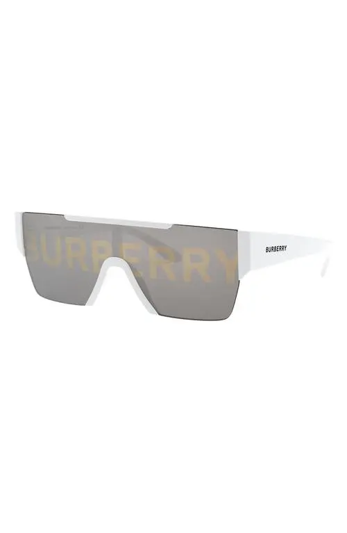Burberry 38mm Shield Sunglasses - White/gry Burberry Slvr/gold