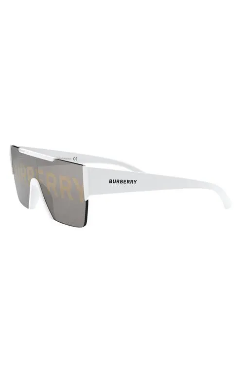 Burberry 38mm Shield Sunglasses - White/gry Burberry Slvr/gold