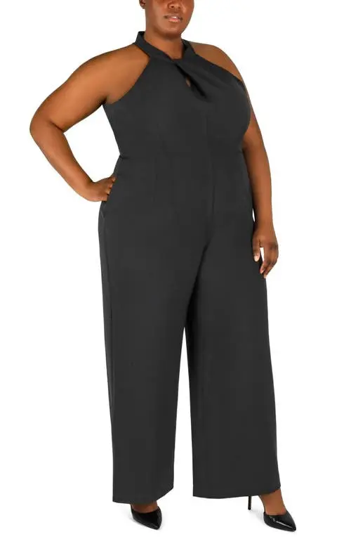 Julia Jordan Sleeveless Twisted Halter Wide Leg Jumpsuit