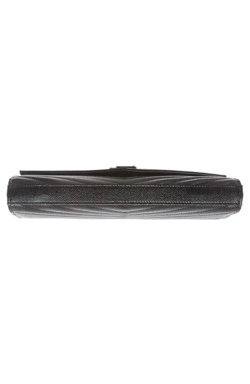 Saint Laurent Monogram Quilted Leather Wallet On A Chain - Nero