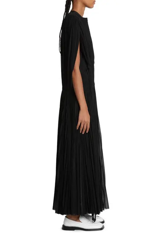 Proenza Schouler Pleated Cape Sleeve Gauze Jersey Dress
