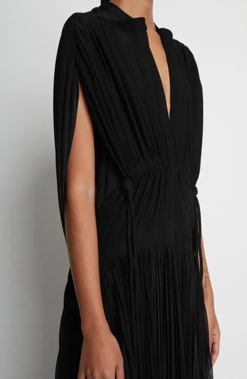 Proenza Schouler Pleated Cape Sleeve Gauze Jersey Dress