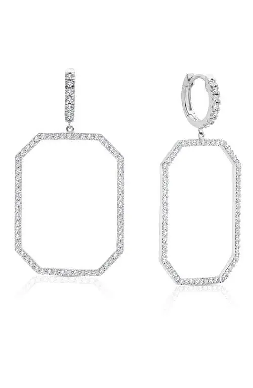 CRISLU Rectangle Huggie Hoop Earrings - Silver