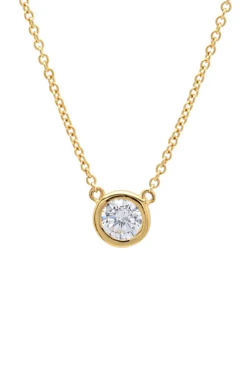 CRISLU Cubic Zirconia Bezel Pendant Necklace - 18kt Yellow Gold