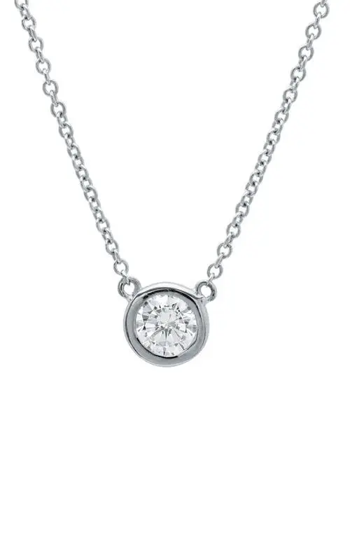 CRISLU Cubic Zirconia Bezel Pendant Necklace - Platinum