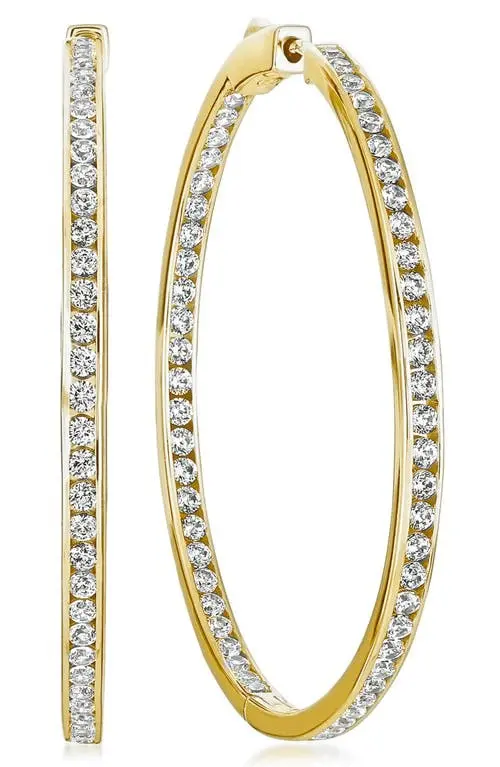 CRISLU Inside Out Cubic Zirconia Hoop Earrings - Gold