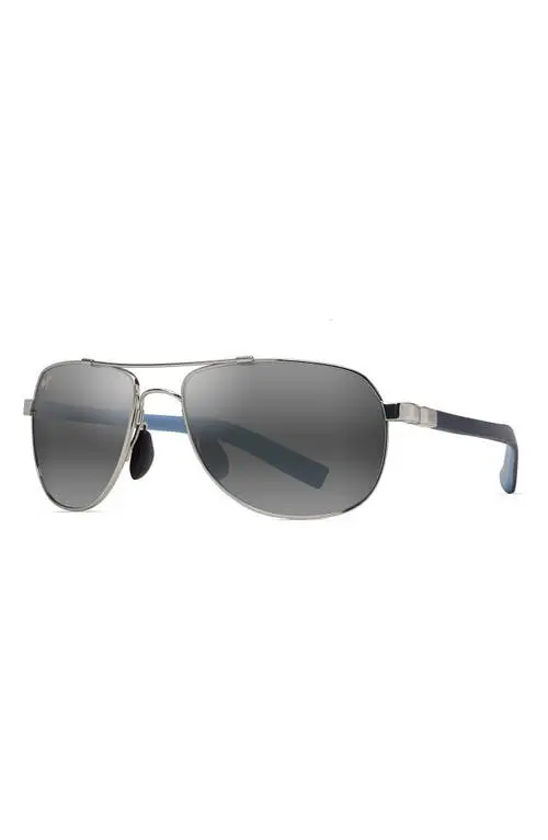 Maui Jim Aviator Sunglasses - Silver/blue/light Blue