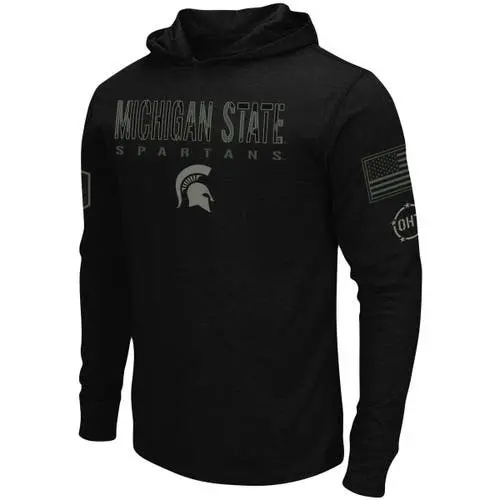 COLOSSEUM Michigan State Spartans Oht Military Appreciation Long Sleeve Hoodie T-shirt - Black
