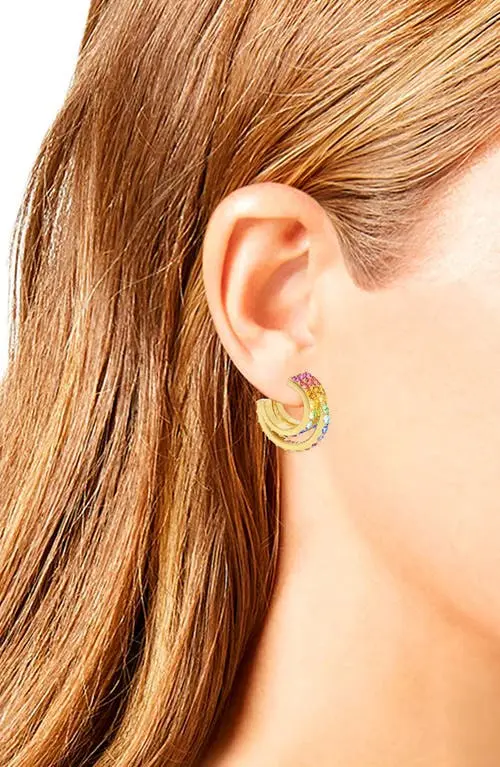 Kurt Geiger Three Row Pavé Hoop Earrings
