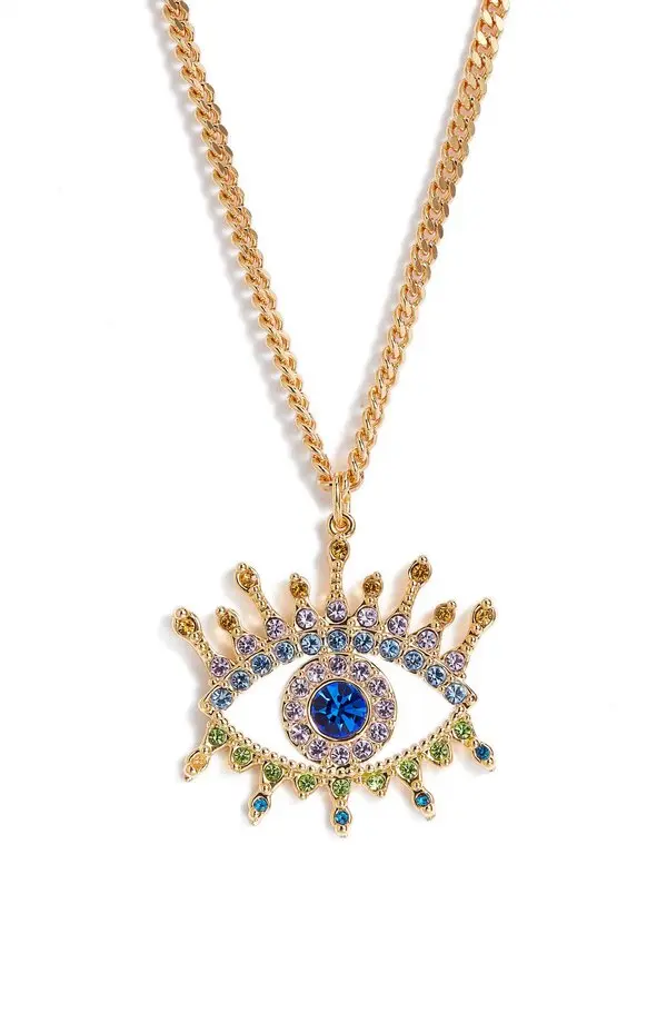 Kurt Geiger Evil Eye Pendant Necklace - Blue Multi