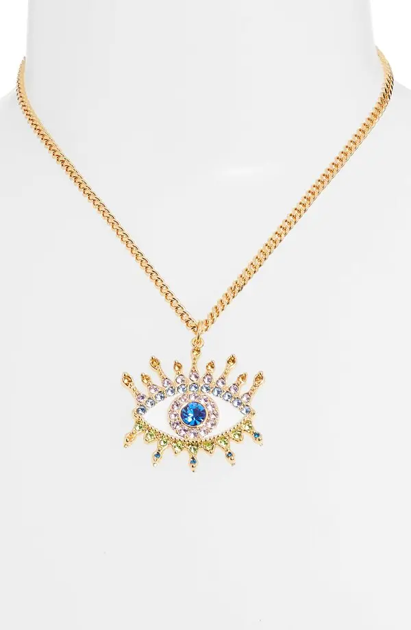 Kurt Geiger Evil Eye Pendant Necklace - Blue Multi