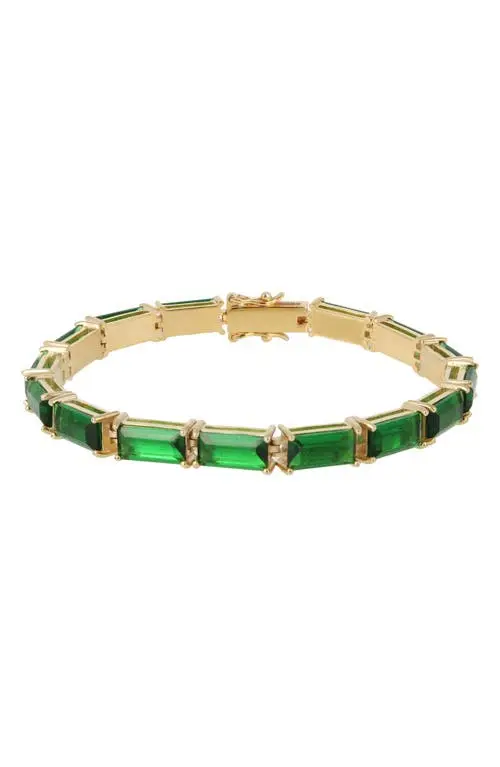 Kurt Geiger Baguette Crystal Tennis Bracelet - Emerald