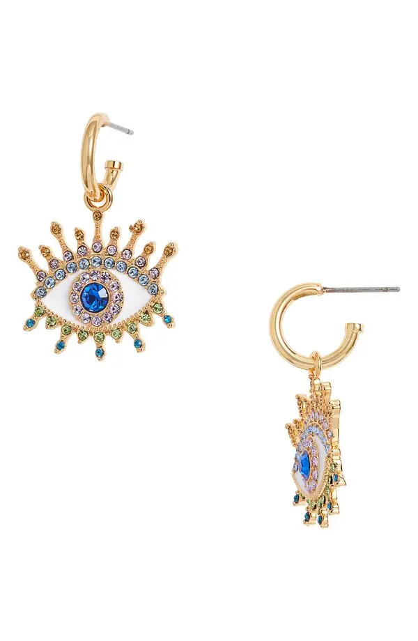 Kurt Geiger Evil Eye Huggie Drop Earrings - Blue Multi