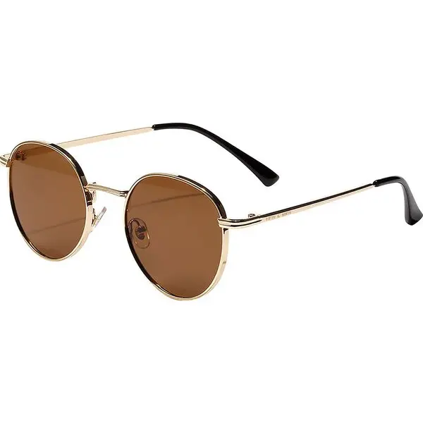 FIFTH & NINTH Jackson Round Frame Sunglasses - Gold/brown