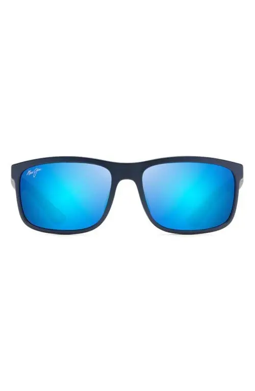 Maui Jim Huelo 58mm Rectangular Sunglasses - Dark Blue/blue Hawaii
