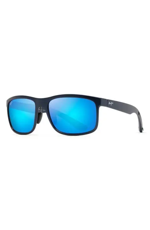 Maui Jim Huelo 58mm Rectangular Sunglasses - Dark Blue/blue Hawaii