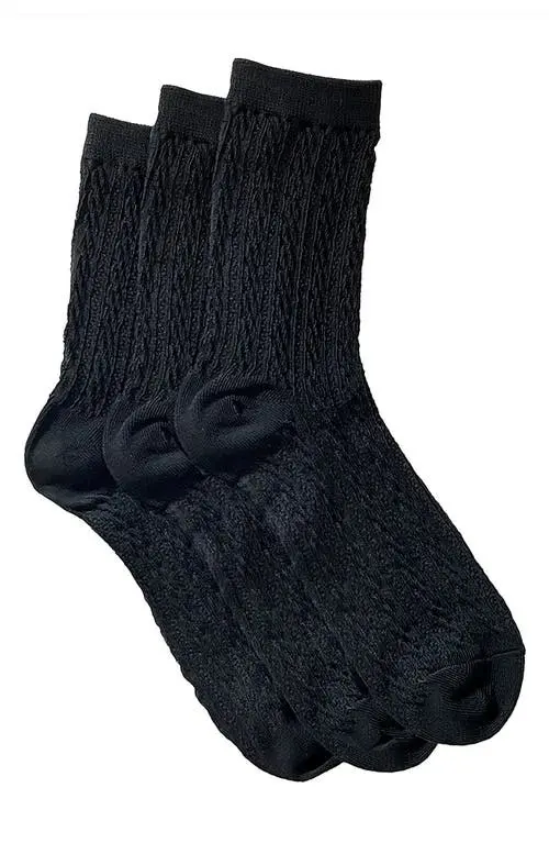 STEMS Assorted Woven Texture Crew Socks 3 Pack - Black