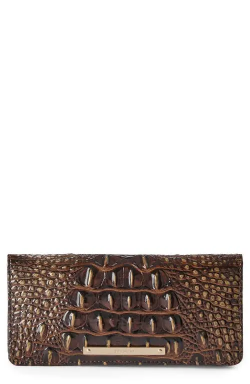 Brahmin Ady Croc-embossed Continental Wallet - Chocolate