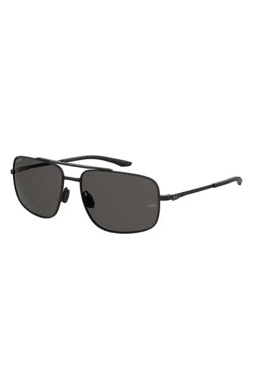 Under Armour 59mm Polarized Aviator Sunglasses - Matte Black