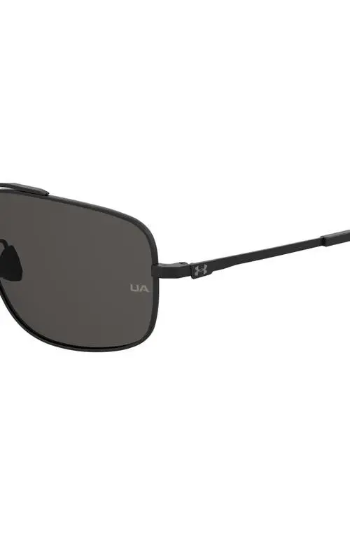 Under Armour 59mm Polarized Aviator Sunglasses - Matte Black