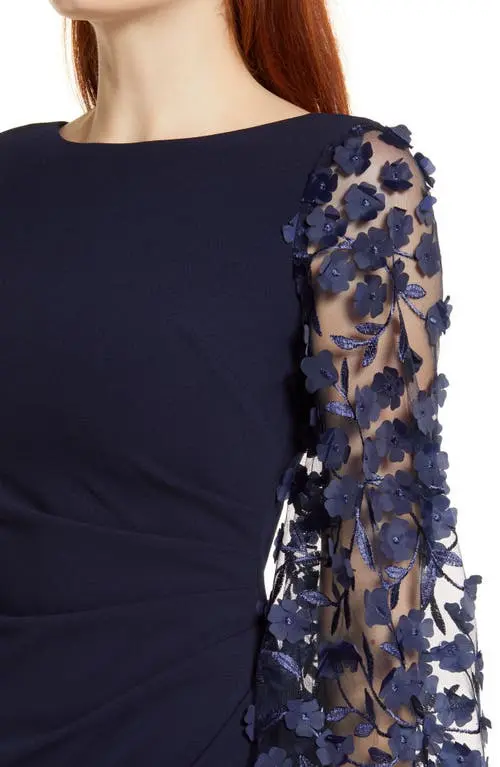 Eliza J Floral Appliqué Trumpet Gown