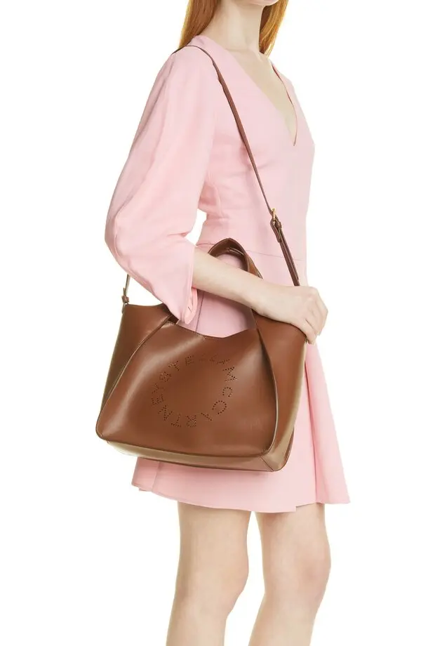 Stella McCartney Perforated Logo Faux Leather Satchel
