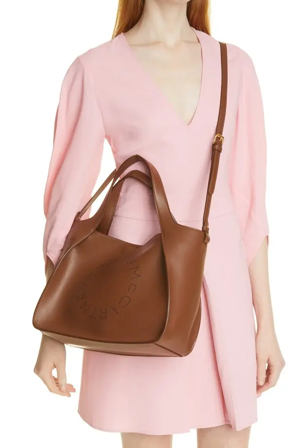 Stella McCartney Perforated Logo Faux Leather Satchel