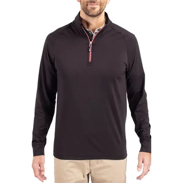 Cutter & Buck Adapt Knit Quarter Zip Pullover - Black/red
