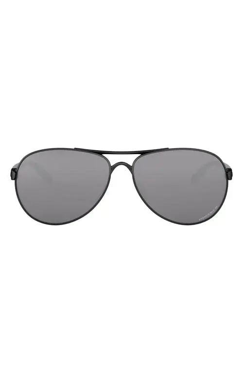 Oakley 59mm Polarized Aviator Sunglasses - Black/silver