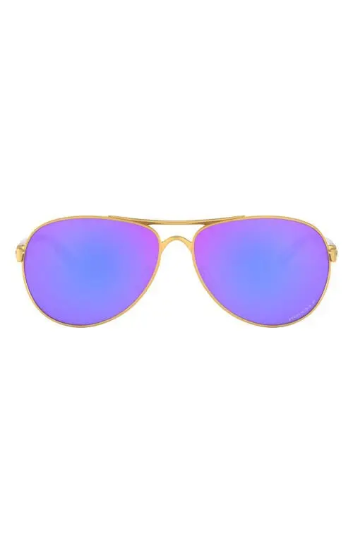 Oakley 59mm Polarized Aviator Sunglasses - Satin Gold/prizm Violet