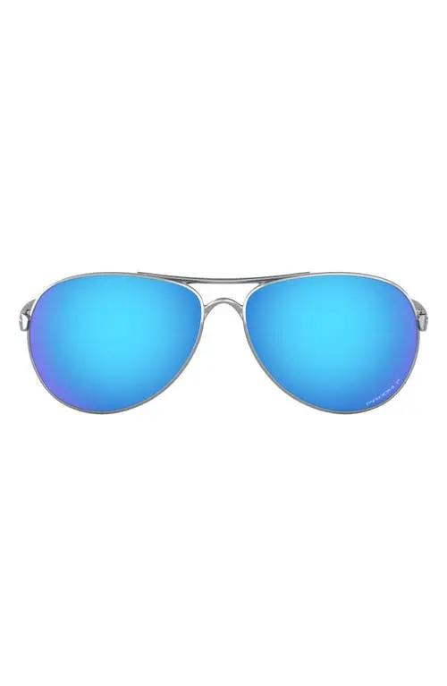 Oakley 59mm Polarized Aviator Sunglasses - Silver/ Blue Gradient