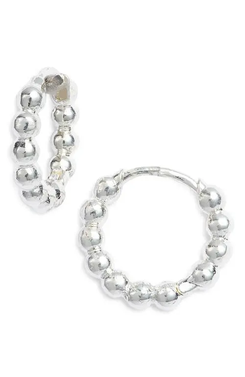 Estée Lauder Beaded Mini Huggie Hoop Earrings - Silver