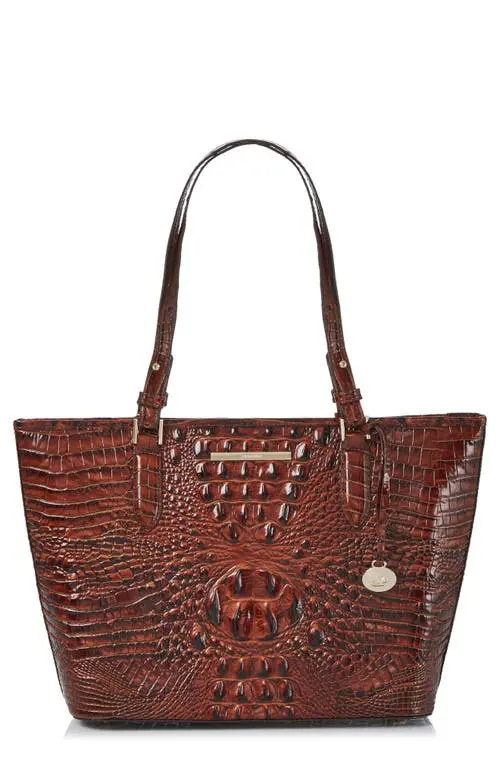 Brahmin Medium Asher Croc Embossed Leather Tote - Pecan