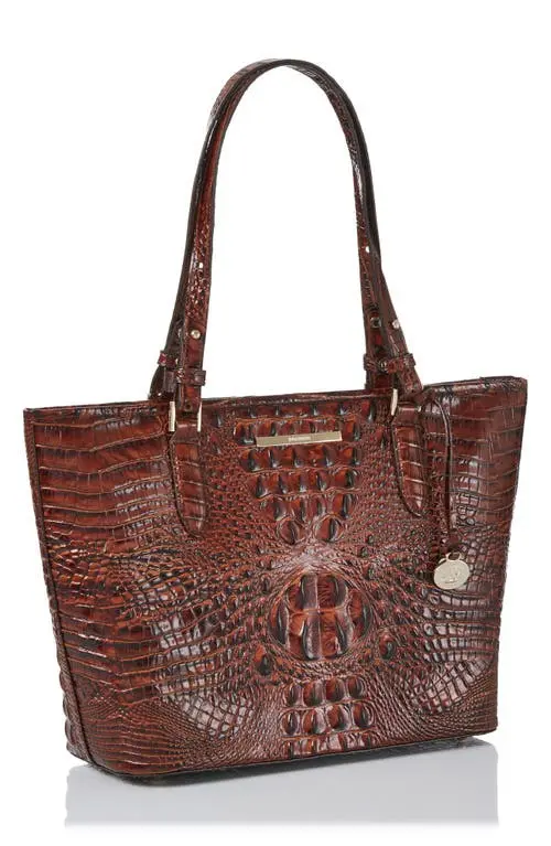 Brahmin Medium Asher Croc Embossed Leather Tote - Pecan