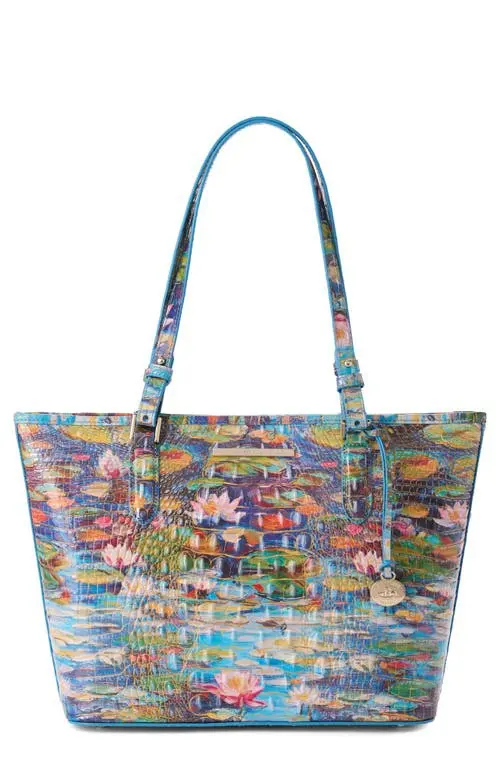 Brahmin Medium Asher Croc Embossed Leather Tote - Waterlily