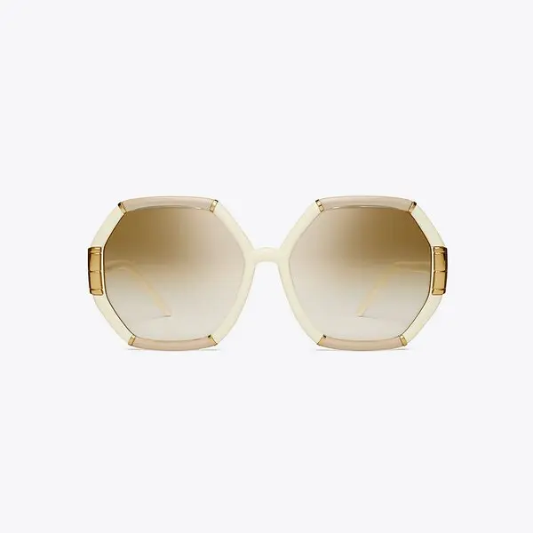 Tory Burch Eleanor Geometric Sunglasses - Beige/ivory