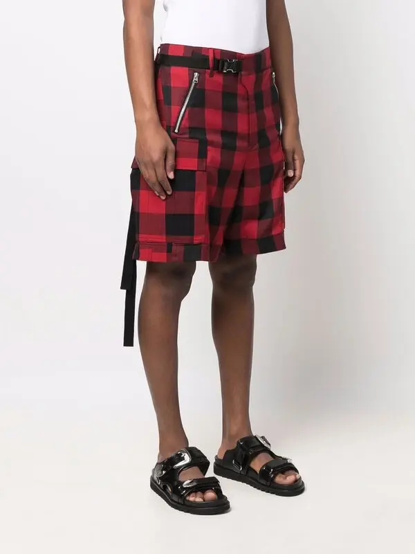Sacai Check-print Cargo Shorts