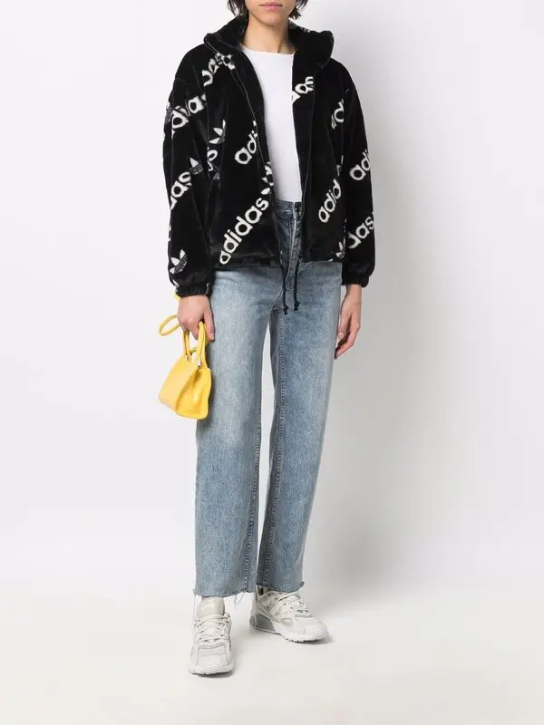 Adidas Logo-print Faux-fur Jacket
