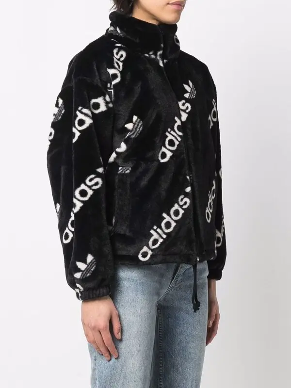 Adidas Logo-print Faux-fur Jacket