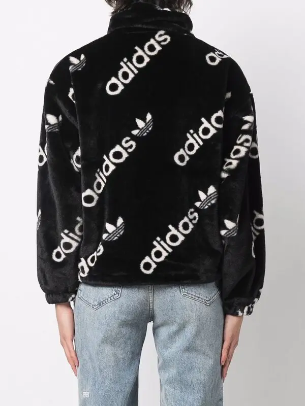 Adidas Logo-print Faux-fur Jacket