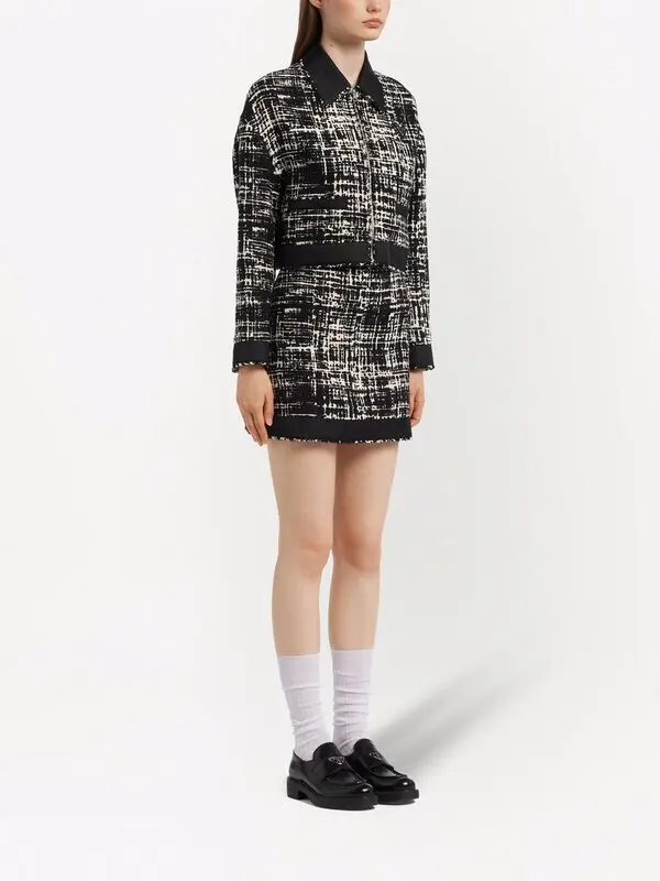 Prada Re-nylon Cropped Tweed Jacket