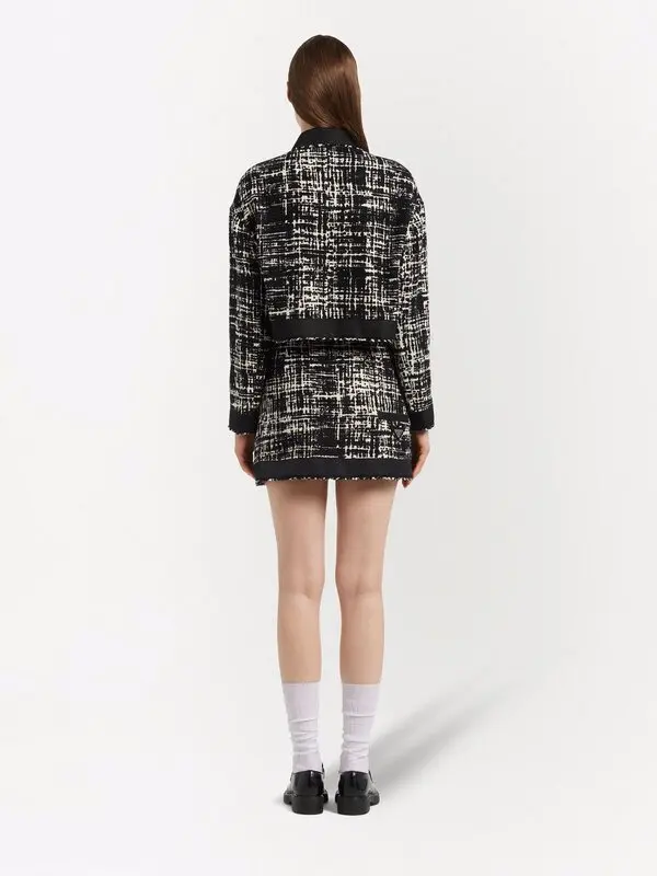 Prada Re-nylon Cropped Tweed Jacket