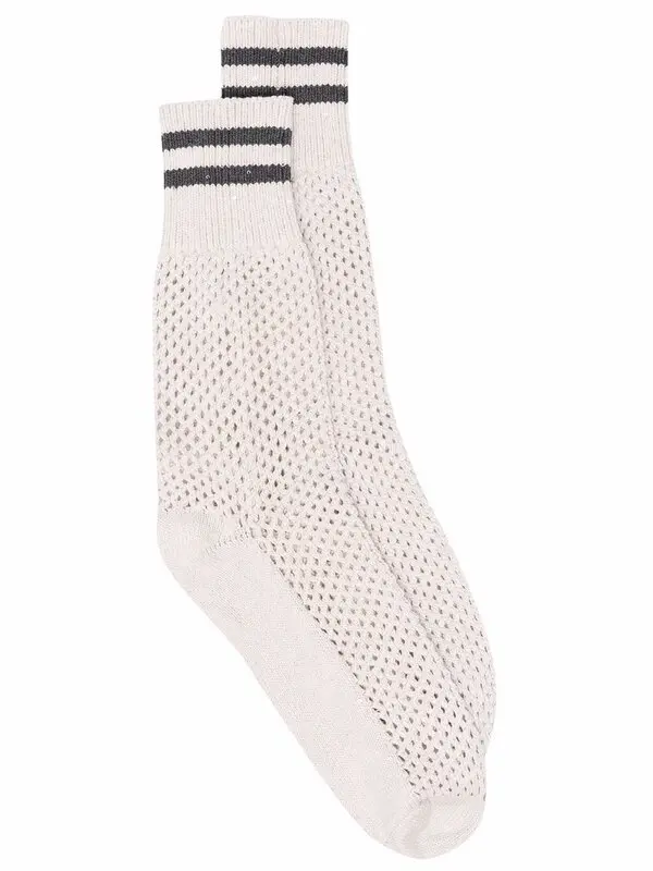 Brunello Cucinelli Perforated Ankle Socks - Neutrals
