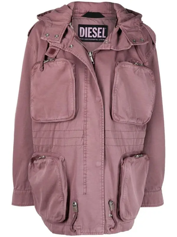 DIESEL® Cotton-linen Blend Cargo Pocket Hooded Jacket